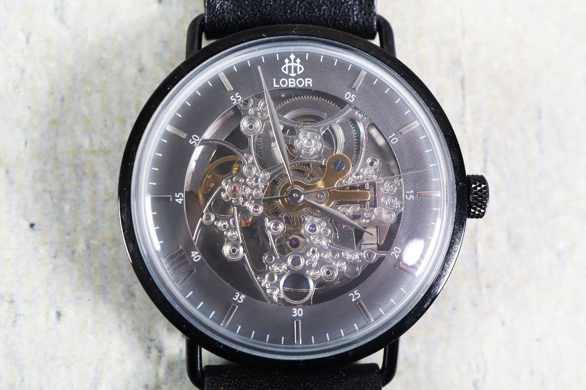 【やや傷や汚れあり】LOBOR ロバー スケルトンウォッチ ラウンドLB0080D 自動巻き 腕時計 現稼働品 ブラック系の落札情報詳細 ...