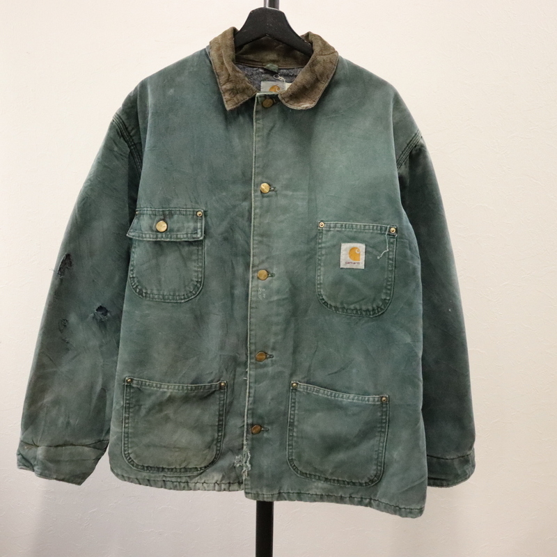 【傷や汚れあり】X106 90sビンテージ carhartt カーハート ダック チョアコート USA製 1990年代製 表記Lサイズ グリーン 緑 裏地ブランケット アメカジ 80sの落札 ...