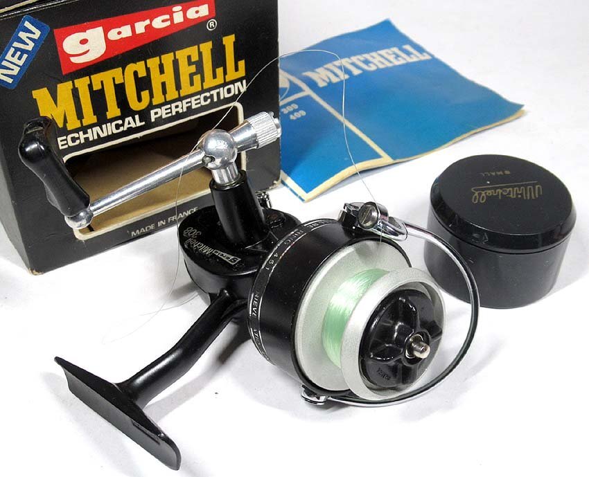 【やや傷や汚れあり】緑屋Re 釣具 リール garcia Michell 308 ガルシア ミッチェル 替えスプール付 動作品 s/bnit ...
