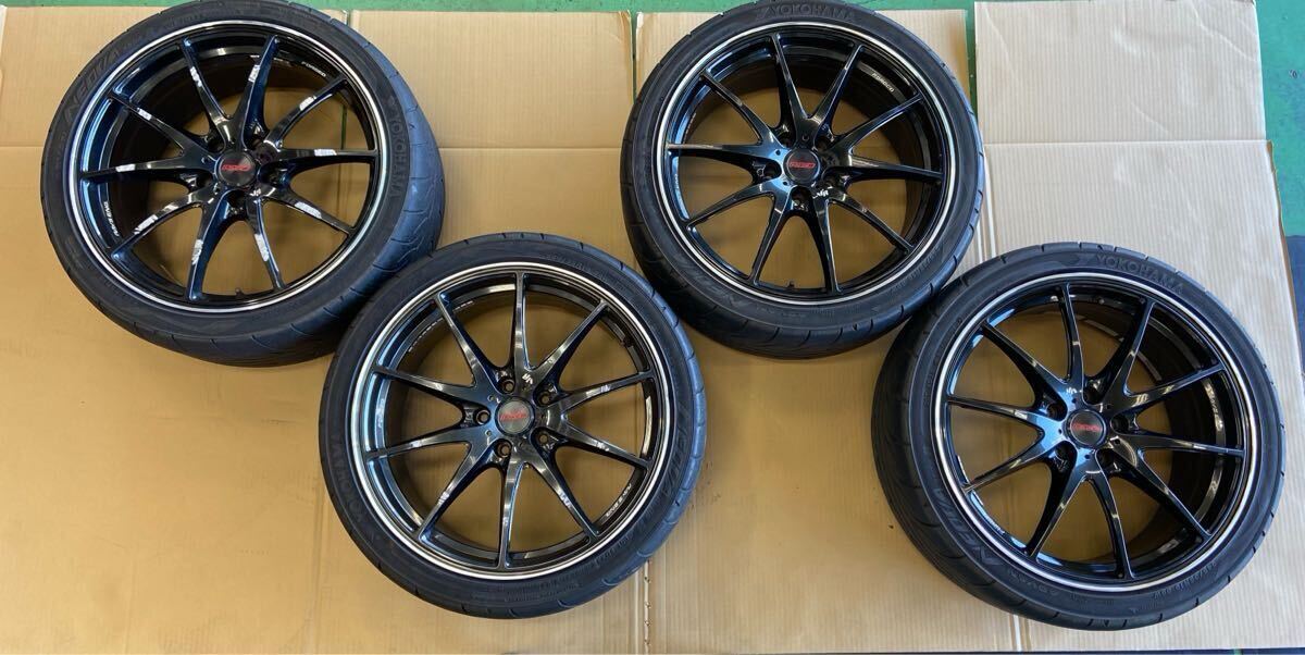 【傷や汚れあり】RAYS G25 19×8.5J+45 CBカラー 114.3-5H 4本セットタイヤ組み込み済みAD08Rネオバ スバル ...