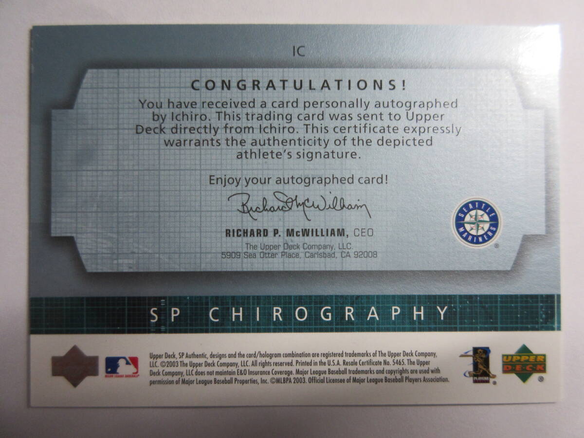 【目立った傷や汚れなし】2003 SP Authentic SP Chirography Ichiro/85 イチロー サイン マリナーズ ヤンキース MVP アメリカ野球殿堂 D.Jeter ...