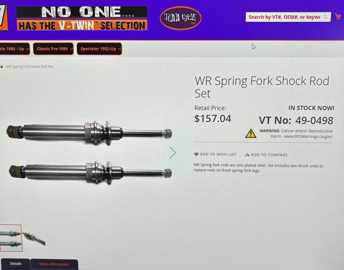 【未使用に近い】WR Spring Fork Shock Rod Set VT No:49-0498の落札情報詳細 - Yahoo ...