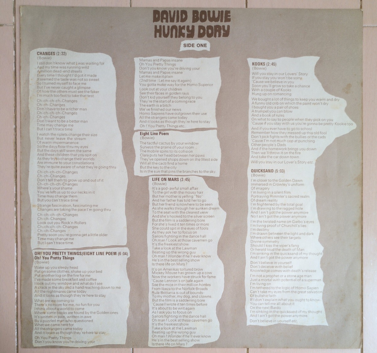 【やや傷や汚れあり】【UK盤 極初期Press マト3T/3T】David Bowie(デビッド・ボウイ)/HUNKY DORYの落札情報詳細 ...