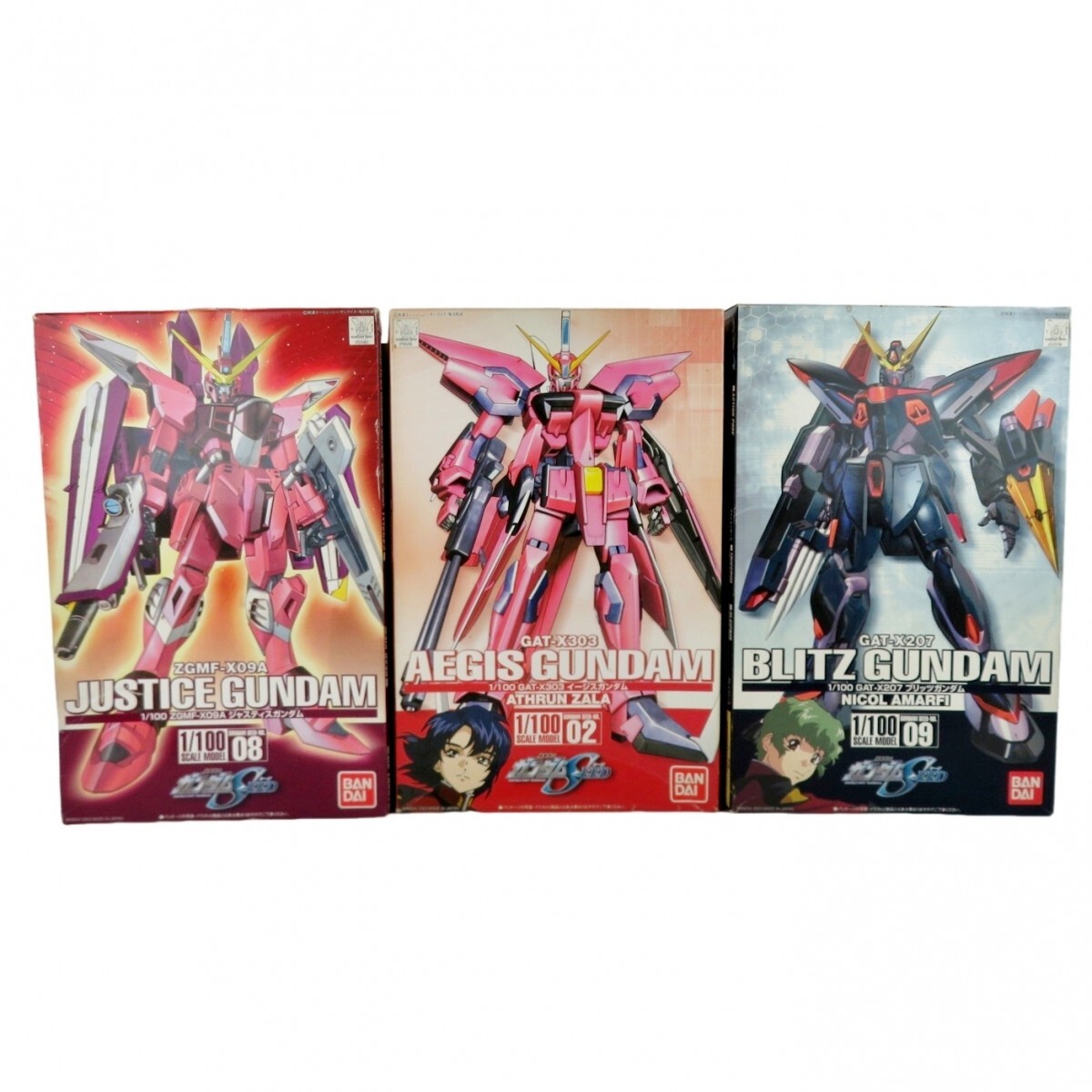 【未使用】未組立 まとめ 3点 機動戦士ガンダムSEED ジャスティスガンダム イージスガンダム ブリッツガンダム プラモデル 説明書・外箱付 ...
