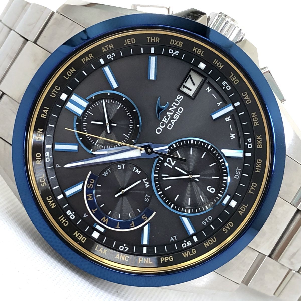 【目立った傷や汚れなし】1円～【動品】CASIO カシオ OCEANUS オシアナス クラシックライン OCW-T2600-1AJF 電波ソーラー 腕時計 ブラック文字盤 チタン 9-4-4の ...