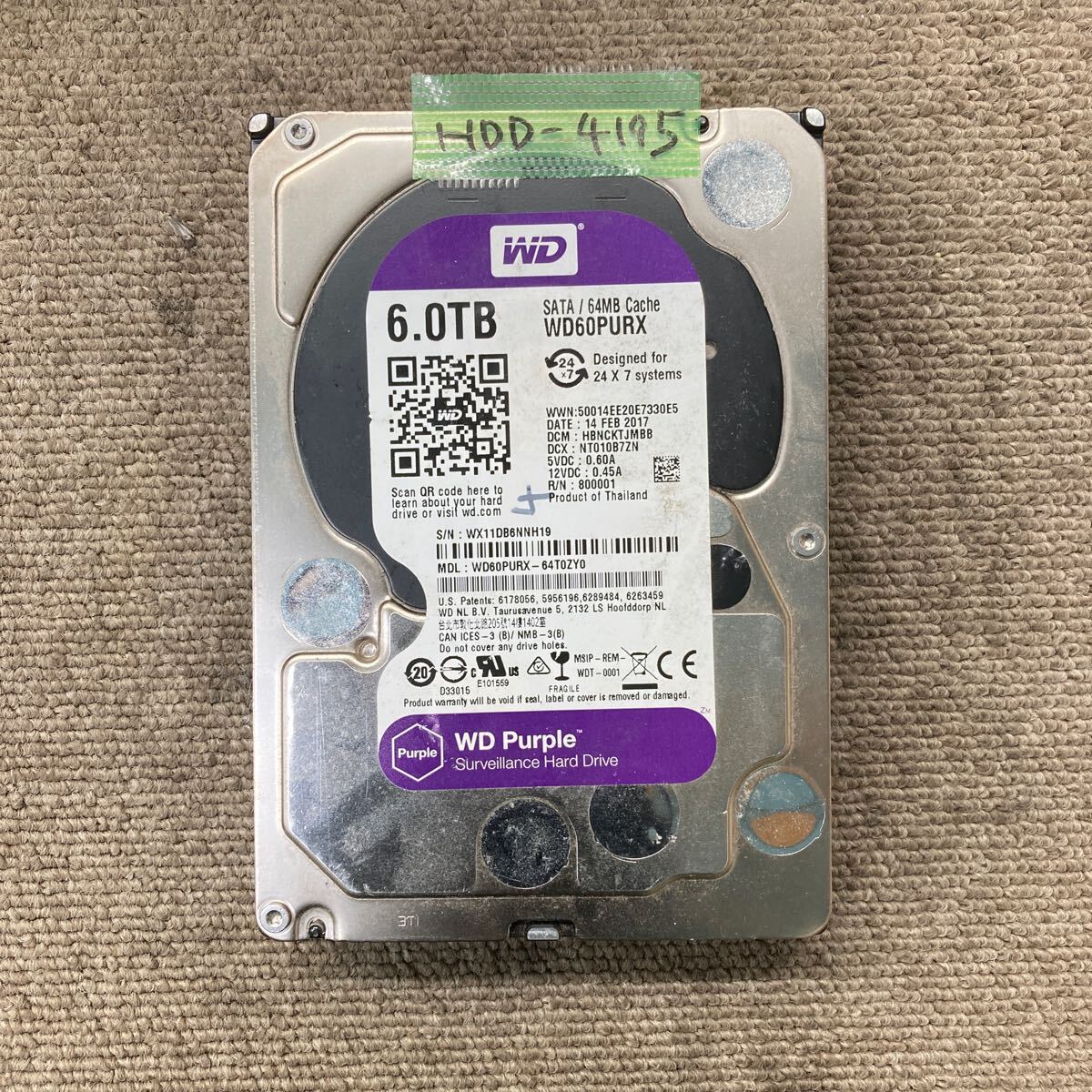 【傷や汚れあり】HDD-4953 激安 HDD4TB 3.5インチ SATA 50時間 内蔵HDD WD WD40EZRZ-00WN9B0 Crystaldiskinfoにて正常品 中古の落札 ...