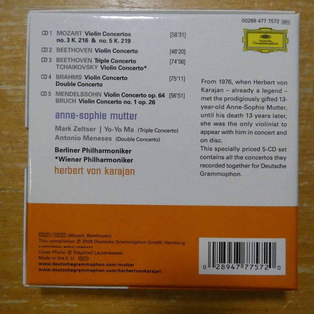 【やや傷や汚れあり】41150807;【5CDBOX】MUTTER/KARAJAN / COMPLETE RECORDINGS ON DEUTSCHE GRAMMOPHON 1978-1988 ...