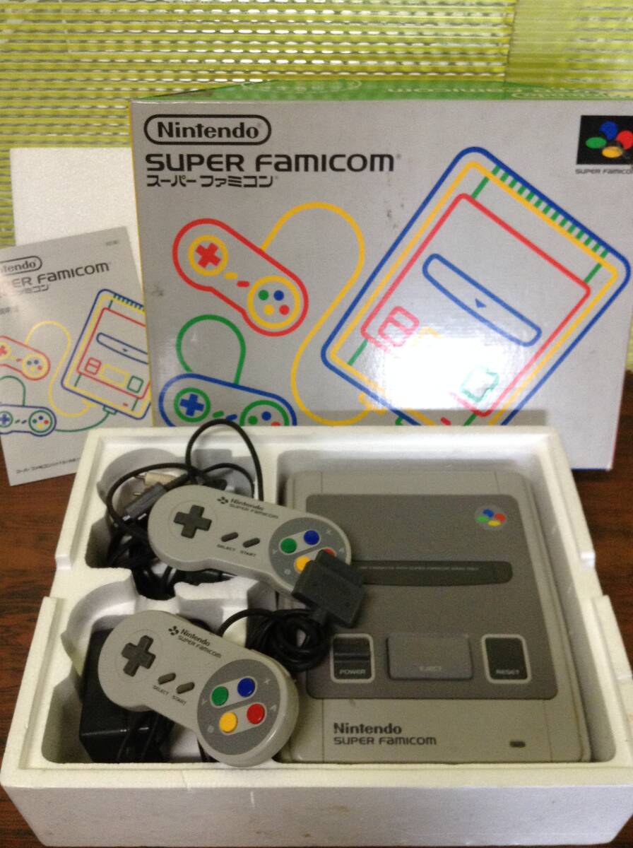 【やや傷や汚れあり】Nintendo Super Famicom console 2controllers w/box tested 任天堂 ...