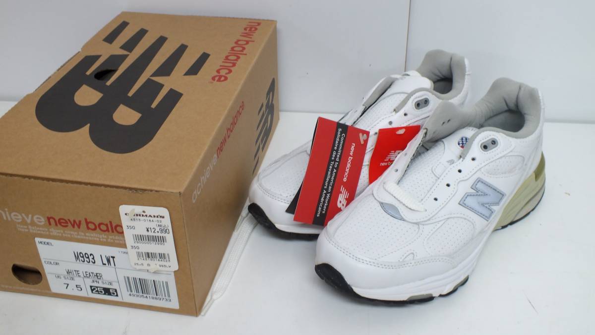 【未使用】未使用保管品 USA製 限定 New Balance M993 LWT WHITE LEATHER スニーカー 25.5cmの落札 ...