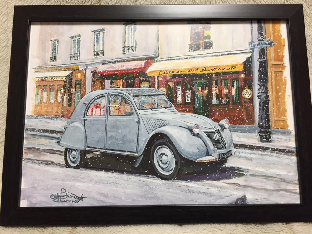 BOW イラスト シトロエン 2CV（Citroen 2CV）額付き カレンダーカット 車 絵 カーマガジンの落札情報詳細 - Yahoo!オークション落札価格検索 オークフリー