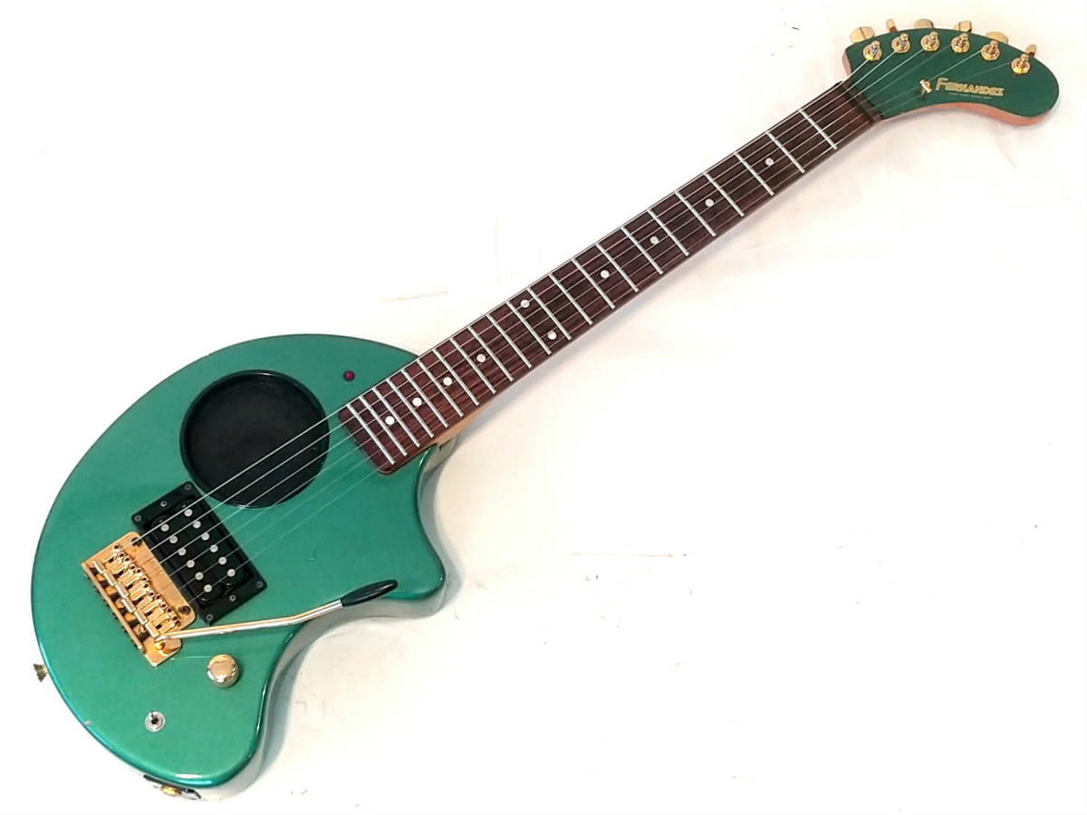 動作良好 新品弦★Fernandes 芸達者 ZO-3 FMG アンプ内蔵 アーム GOTOH ペグ メタリック グリーン ショートスケール ...